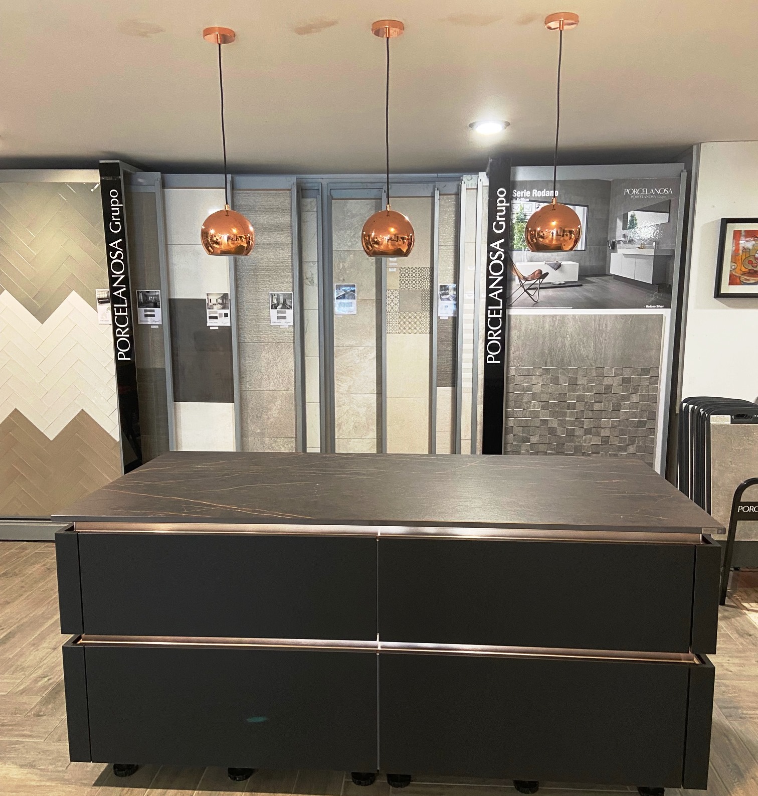 Ex Display Stormer Matte Black & Copper Band Island + Dekton Worktop ...