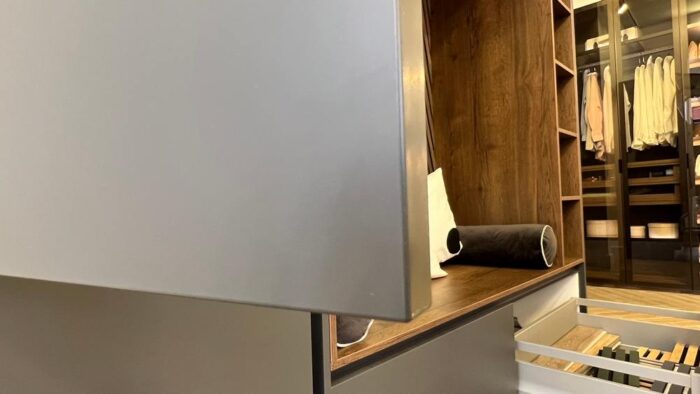 Ex Display Hacker Porto Handless Graphite & Walnut Boot Room Nook ...