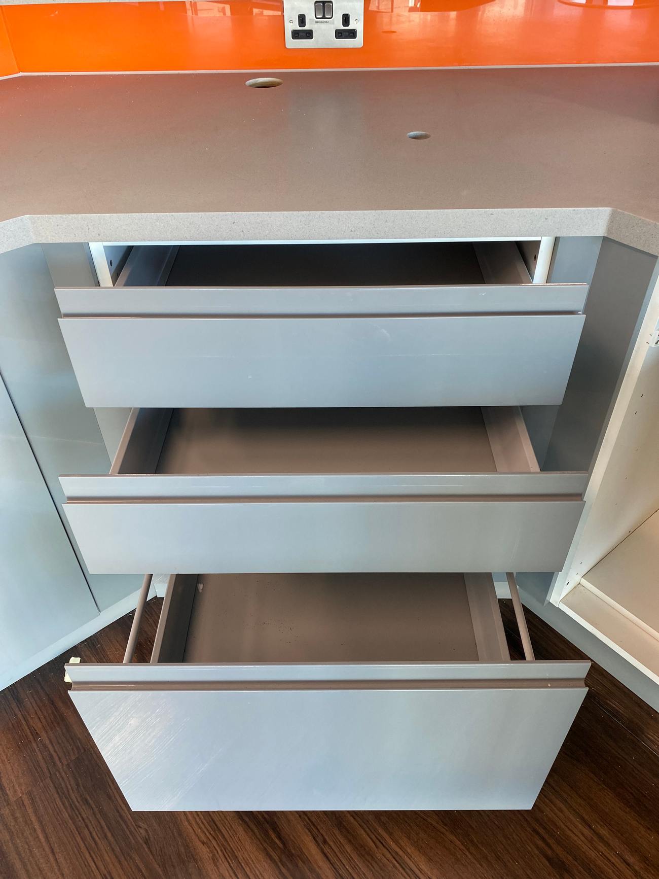 Grey High Gloss Handleless Utility - Office Kitchen Island - 3831989 ...
