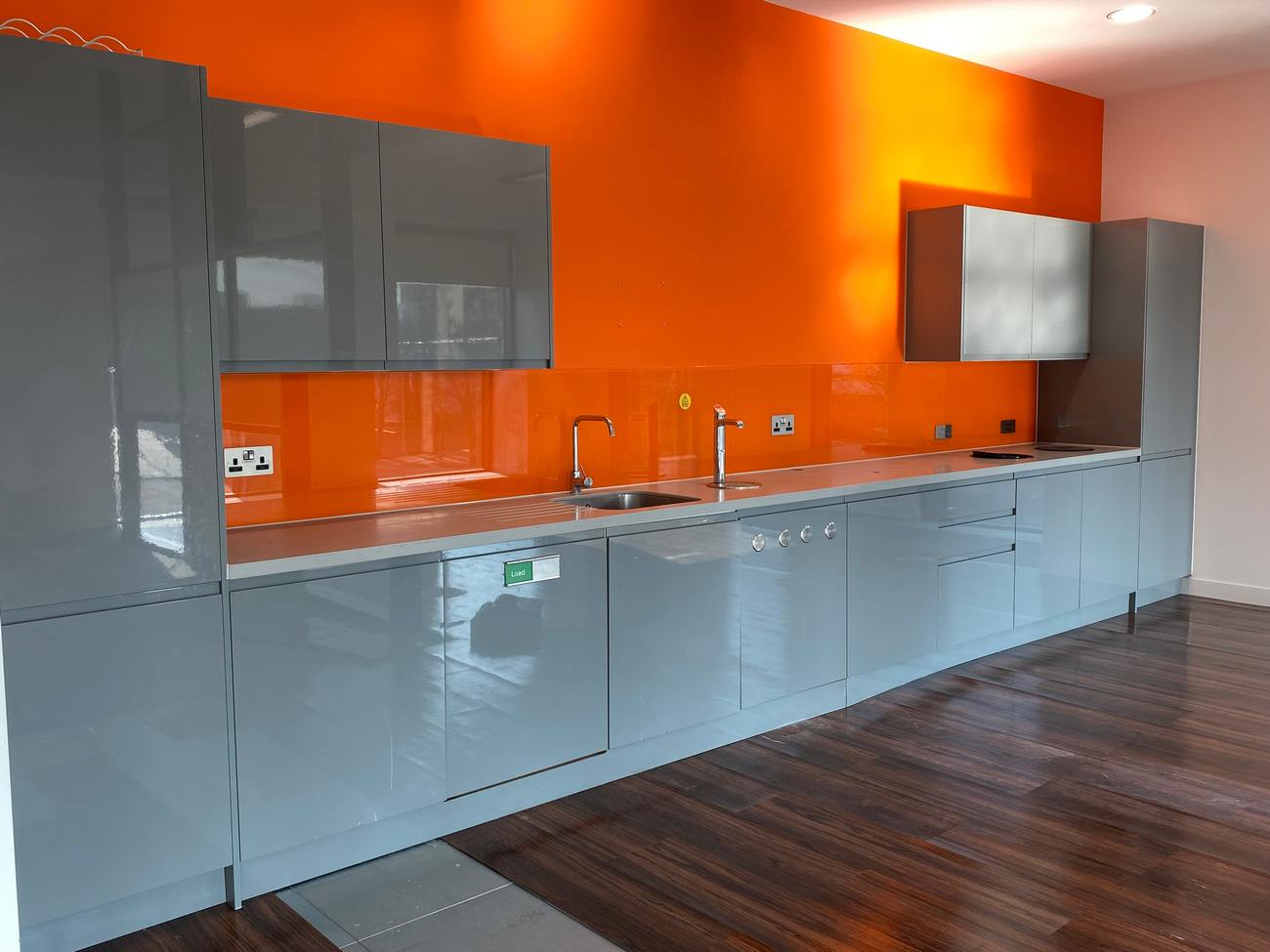 Large Grey Handleless High Gloss Utility - Office Kitchen - 3831990 ...