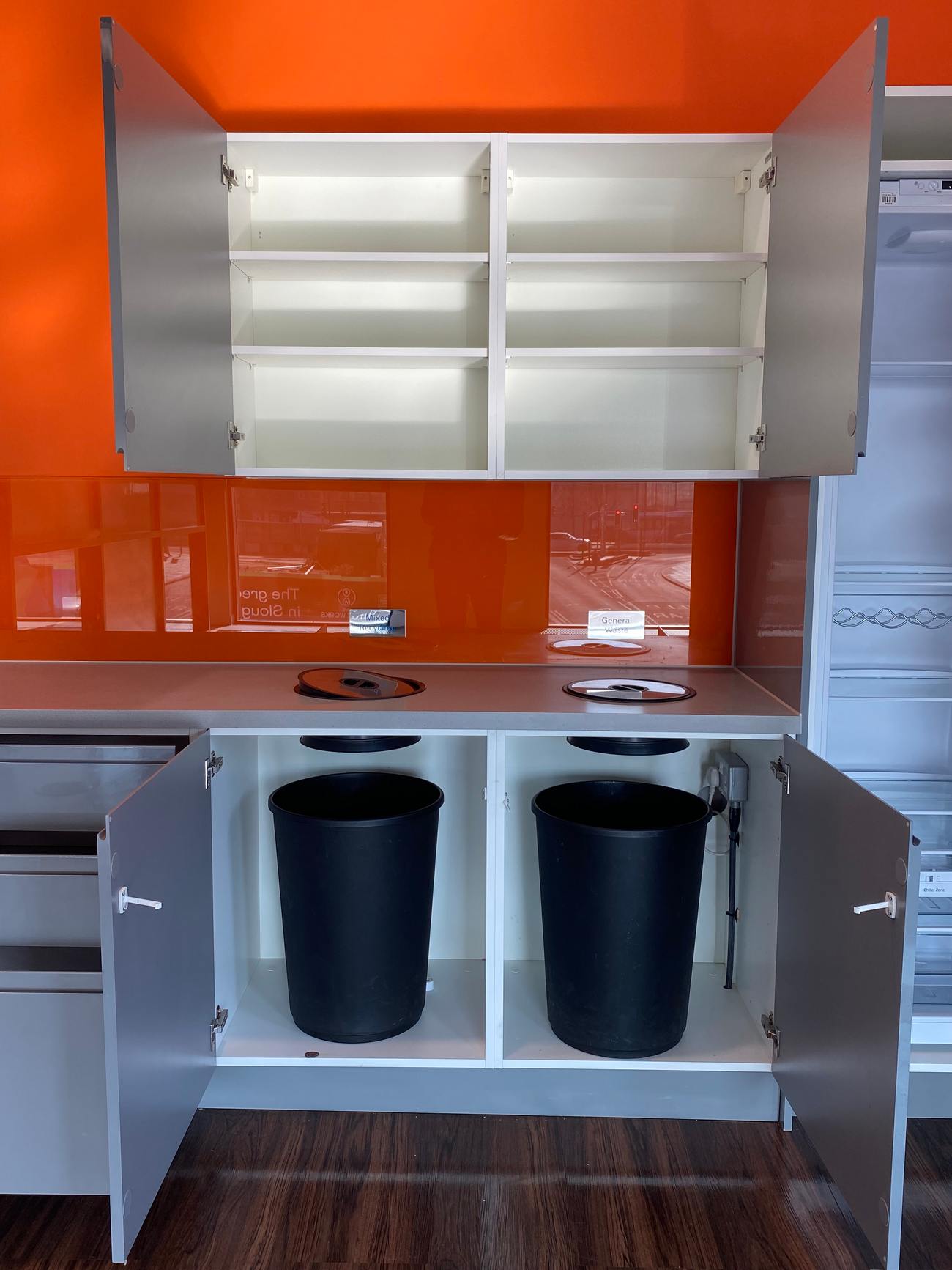 Large Grey Handleless High Gloss Utility - Office Kitchen - 3831990 ...