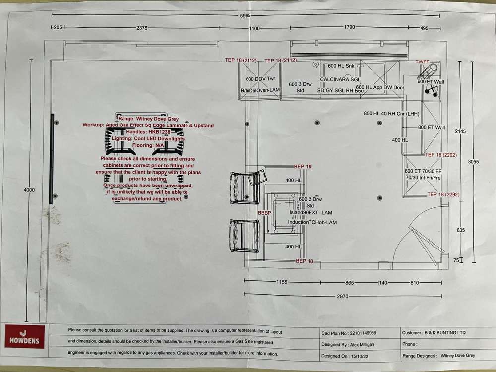 New Boxed Howdens Witney Dove Grey Shaker Kitchen & Peninsular ...