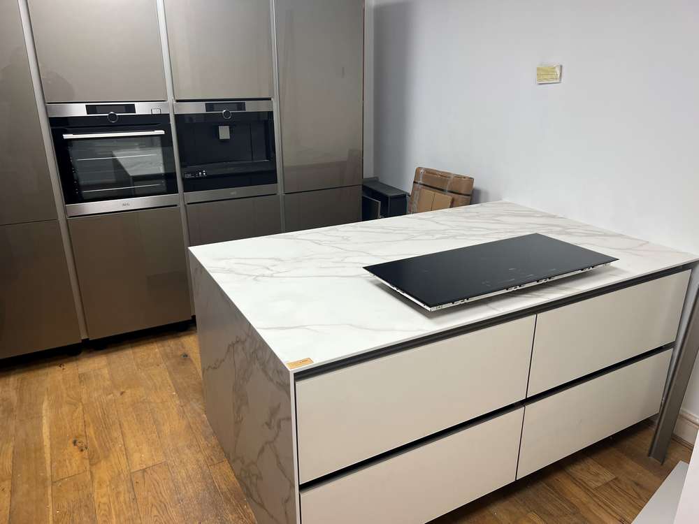 Ex Display Schuller Next Metallic Bronze Gloss Glass Kitchen & Island ...