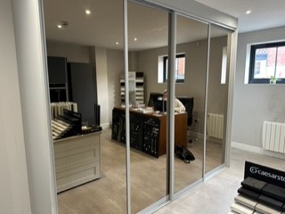Ex Display Wolds Full Height Wardrobe with Tinted Sliding Mirrored ...
