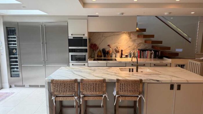 Gaggenau Bespoke Handmade Dovetail Joint Stone Grey Kitchen & Island ...