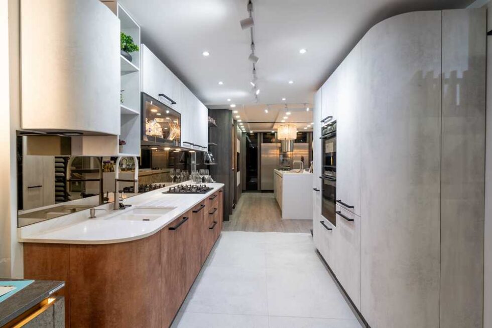Ex Display Mobilturi Gaia Cemento Bronzo and Cemento Bianco Kitchen ...