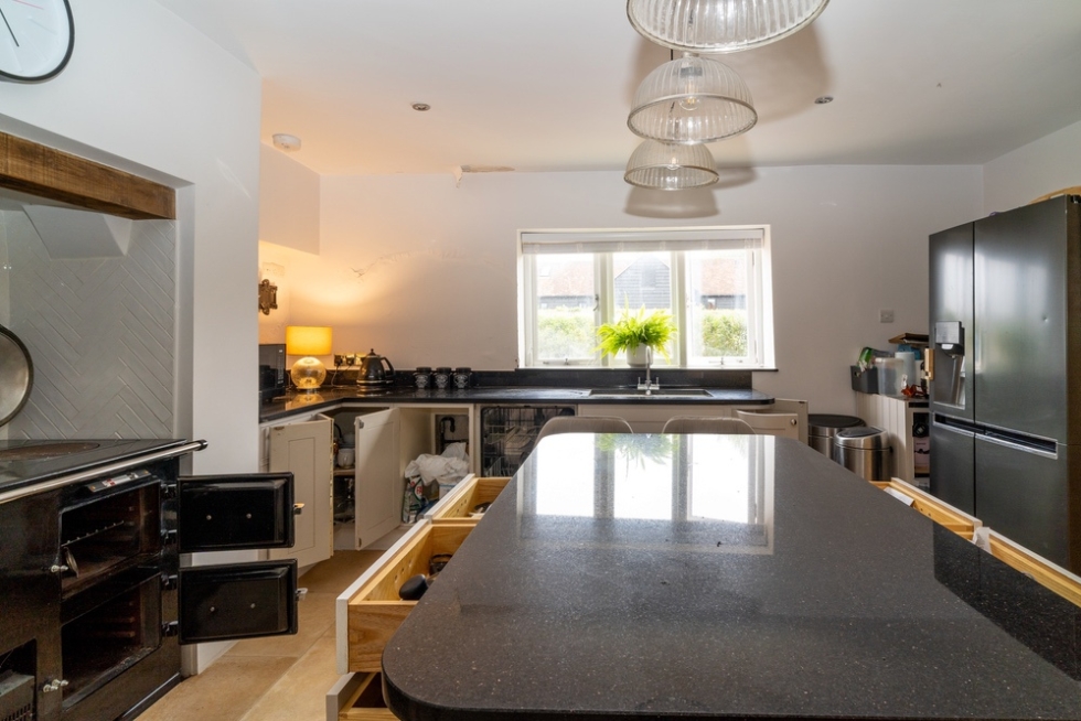 Stone Grey Dovetail Joint Inframe Shaker Kitchen with Island - 3833223 ...