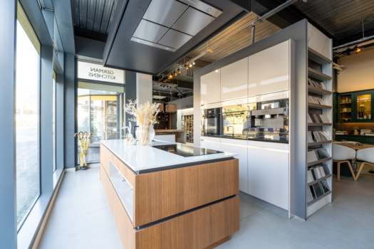 Ex-Display Hacker Systemat Walnut and Cashmere Kitchen with Island ...